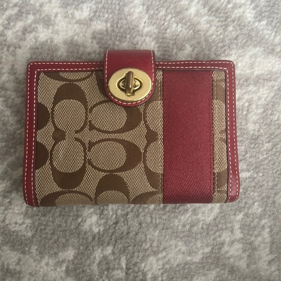 Coach | Bags | Coach Signature Canvas Leather Trim Wallet | Poshmark